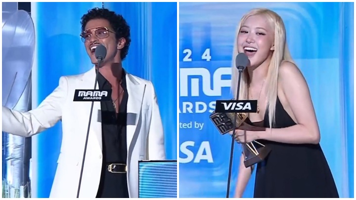 Rosé@BLACKPINK、Bruno Mars合體表演《APT.》成MAMA焦點 獲頒「Global Sensation」台上獎盃碰杯 | 星島日報